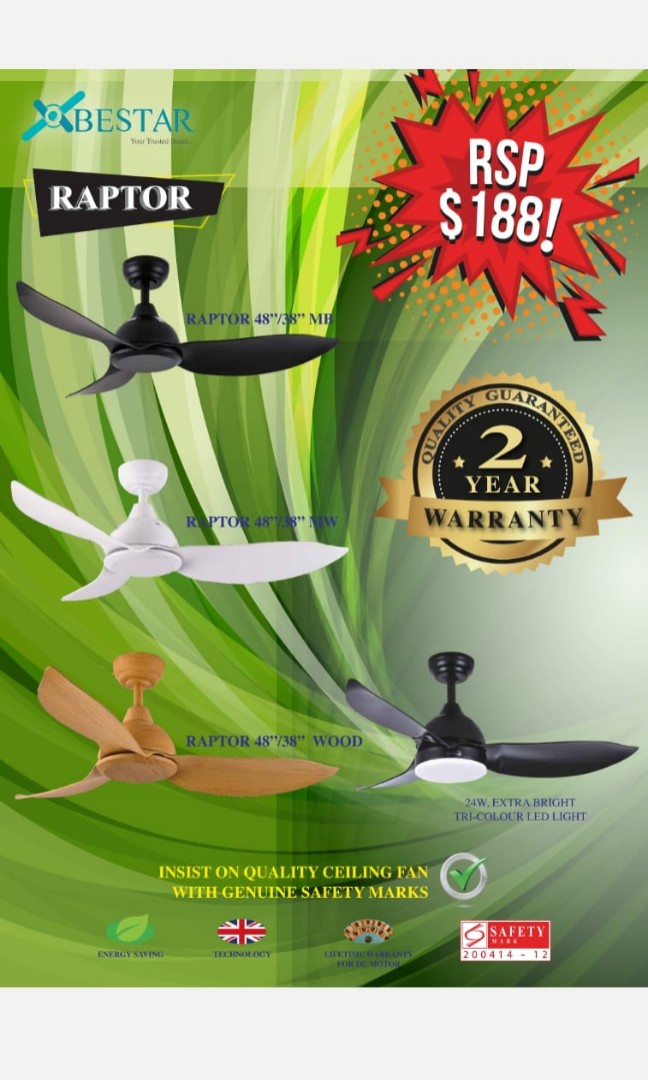 Ceiling fan DC RAPTOR, Furniture & Home Living, Lighting & Fans, Fans ...