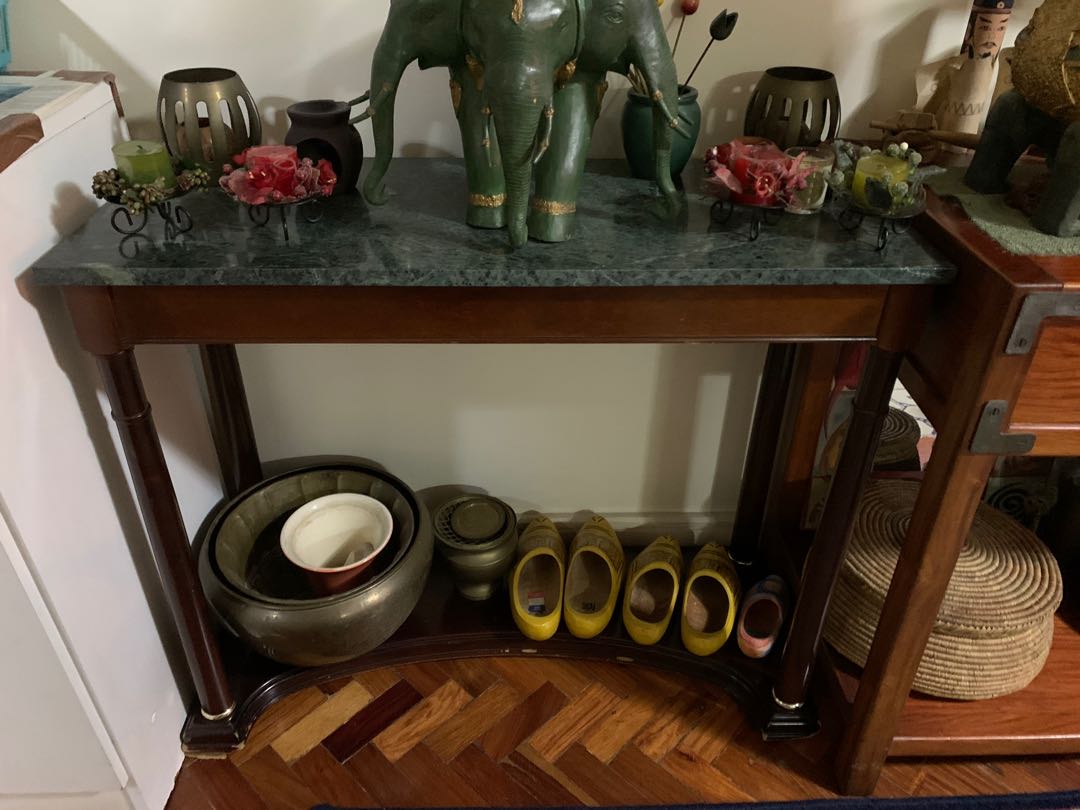 Classic green marble console table, Furniture & Home Living, Furniture ...