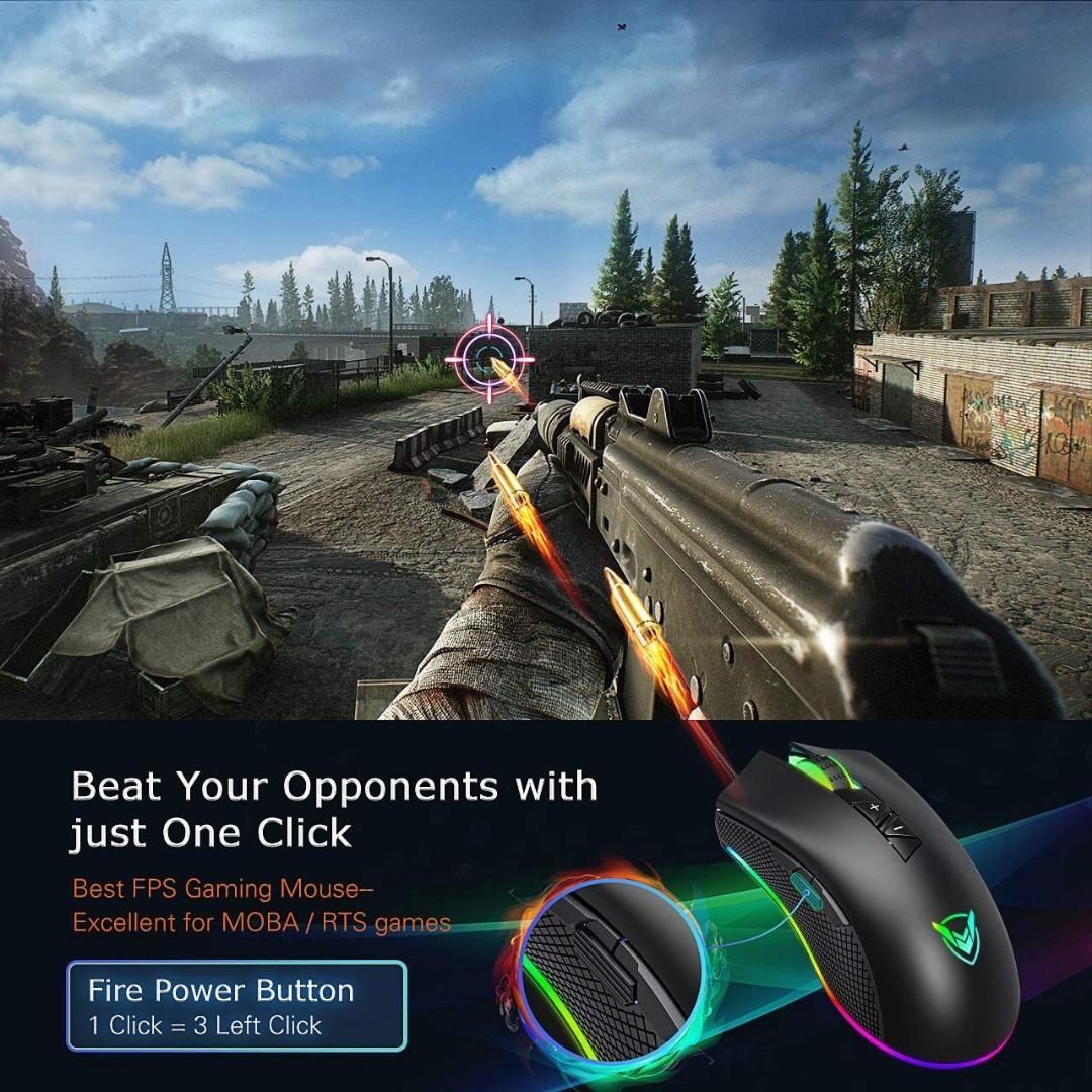 Clearance Sale BNIB RGB Gaming Mouse Wired, PICTEK 8 Programmable ...