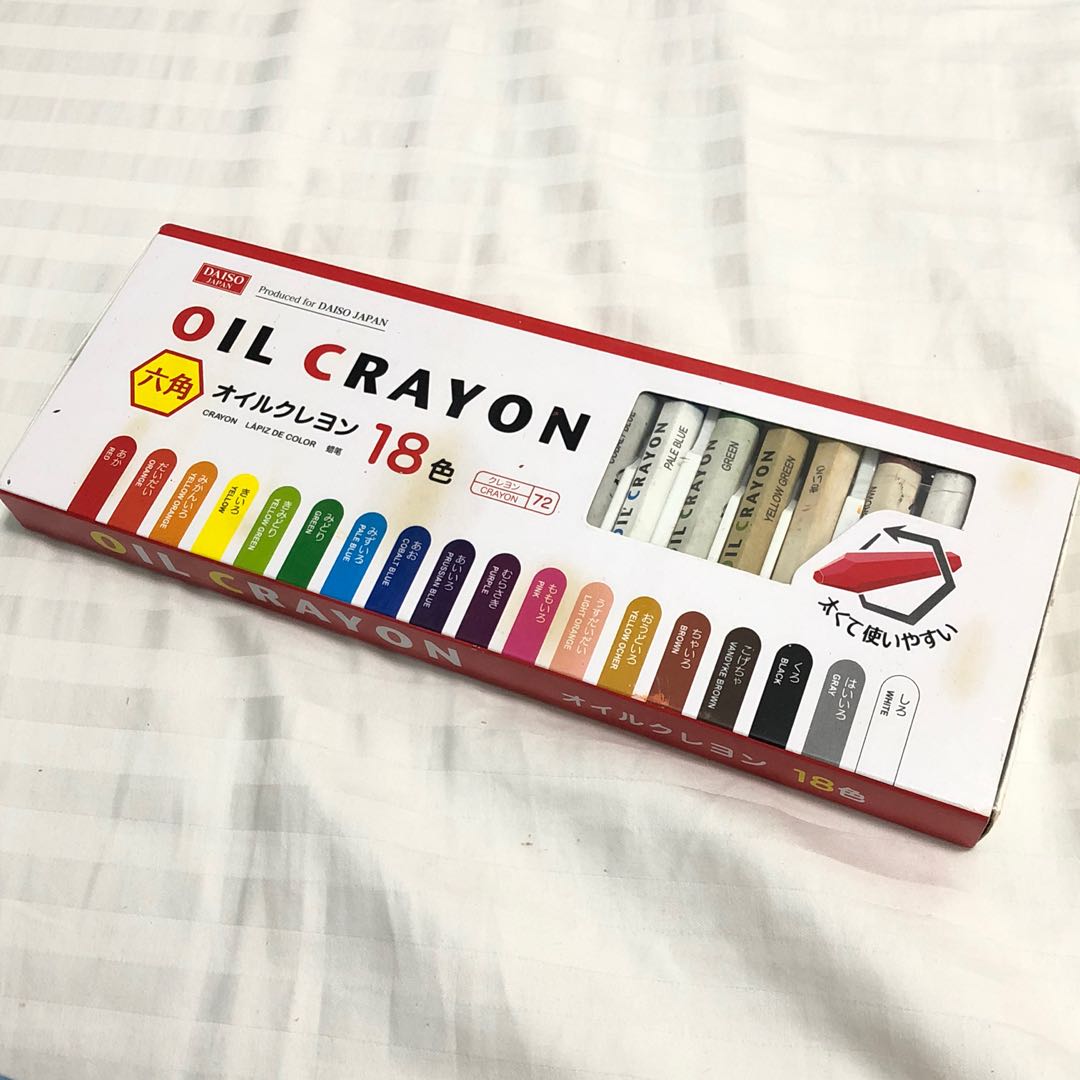 Daiso Japan Oil Crayon Set 18 colors, Hobbies & Toys, Stationary ...