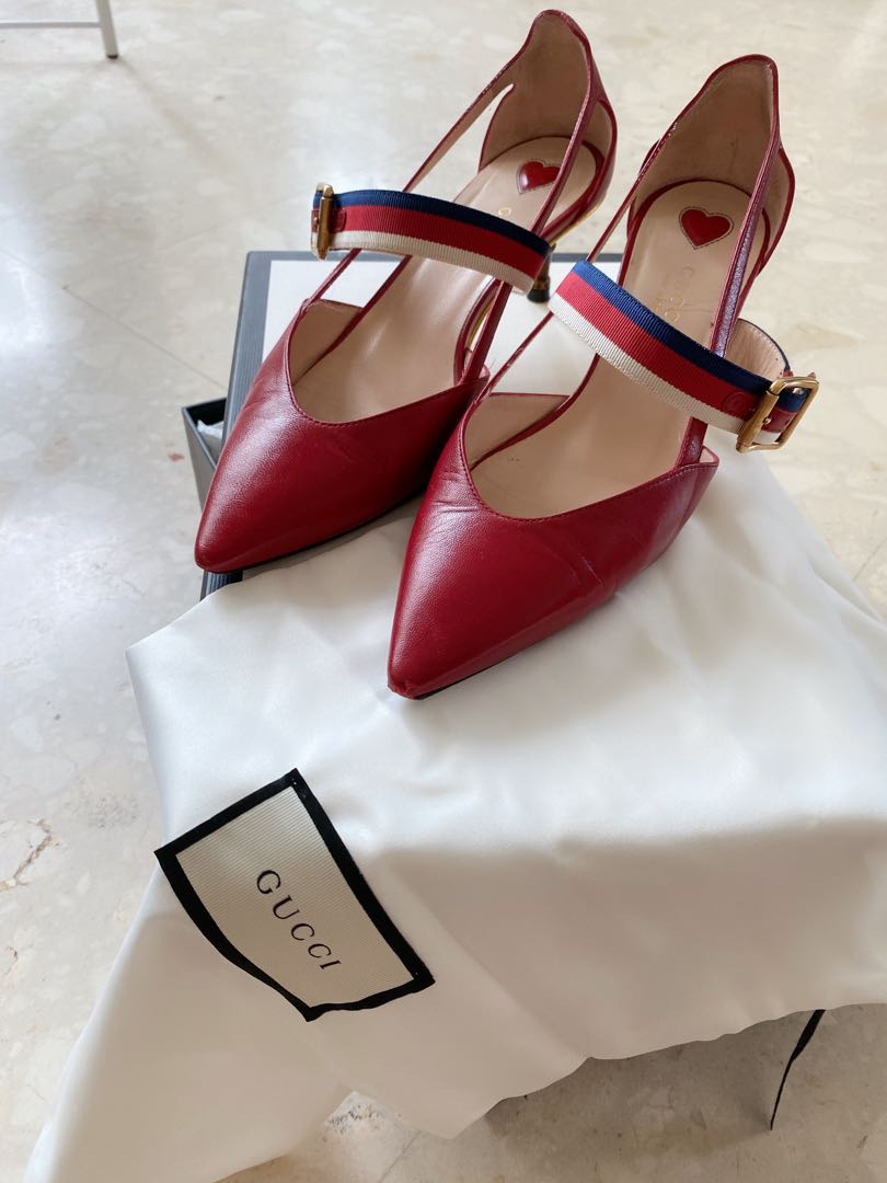 Gucci red mid heels, Women's Fashion, Footwear, Heels on Carousell