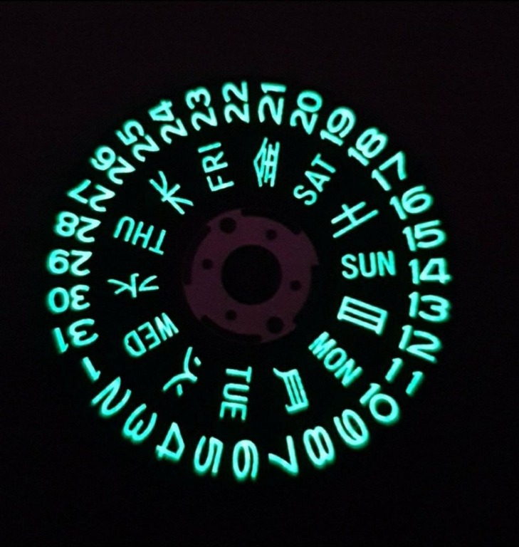 Kanji Luminous Green Day & Date calendar wheels for Seiko SKX007 ...