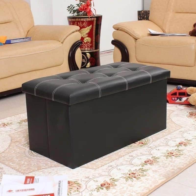 Leather bench chair with storage rectangular Stool Can be foot rest Sit ...