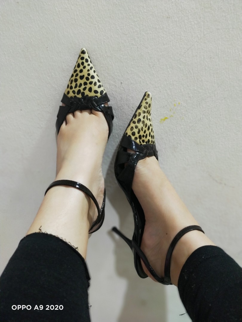Leopard pony skin heel, Women's Fashion, Footwear, Heels on Carousell