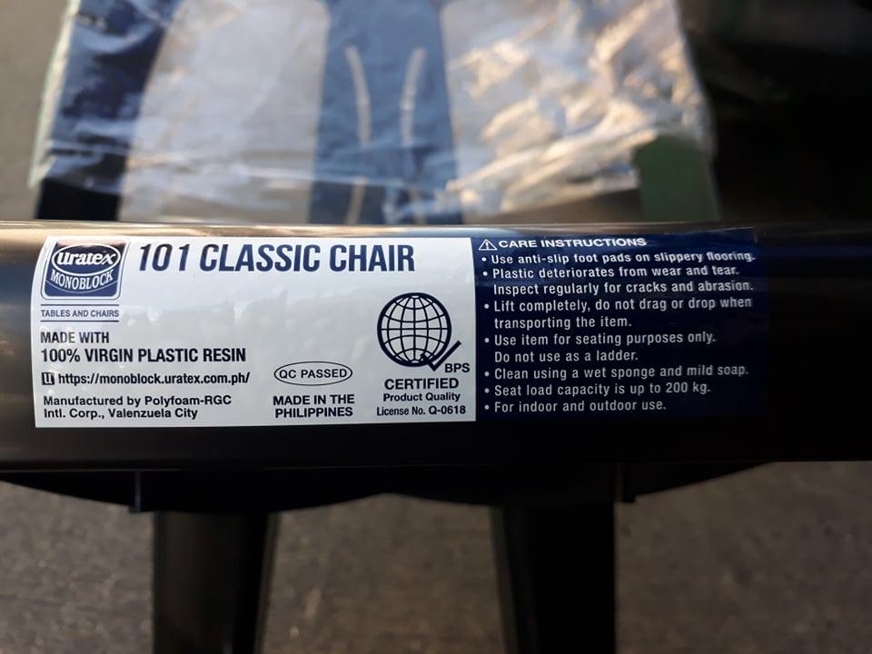 Plastic Foldable Table (Black) and 2 Uratex Chairs (Black) Set ...