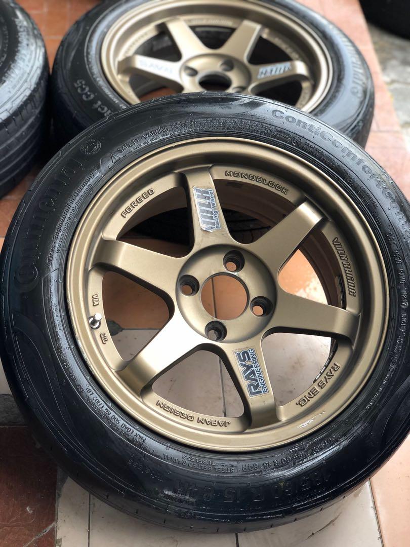 Rim TE37 SL 15x7jj pcd100, Auto Accessories on Carousell