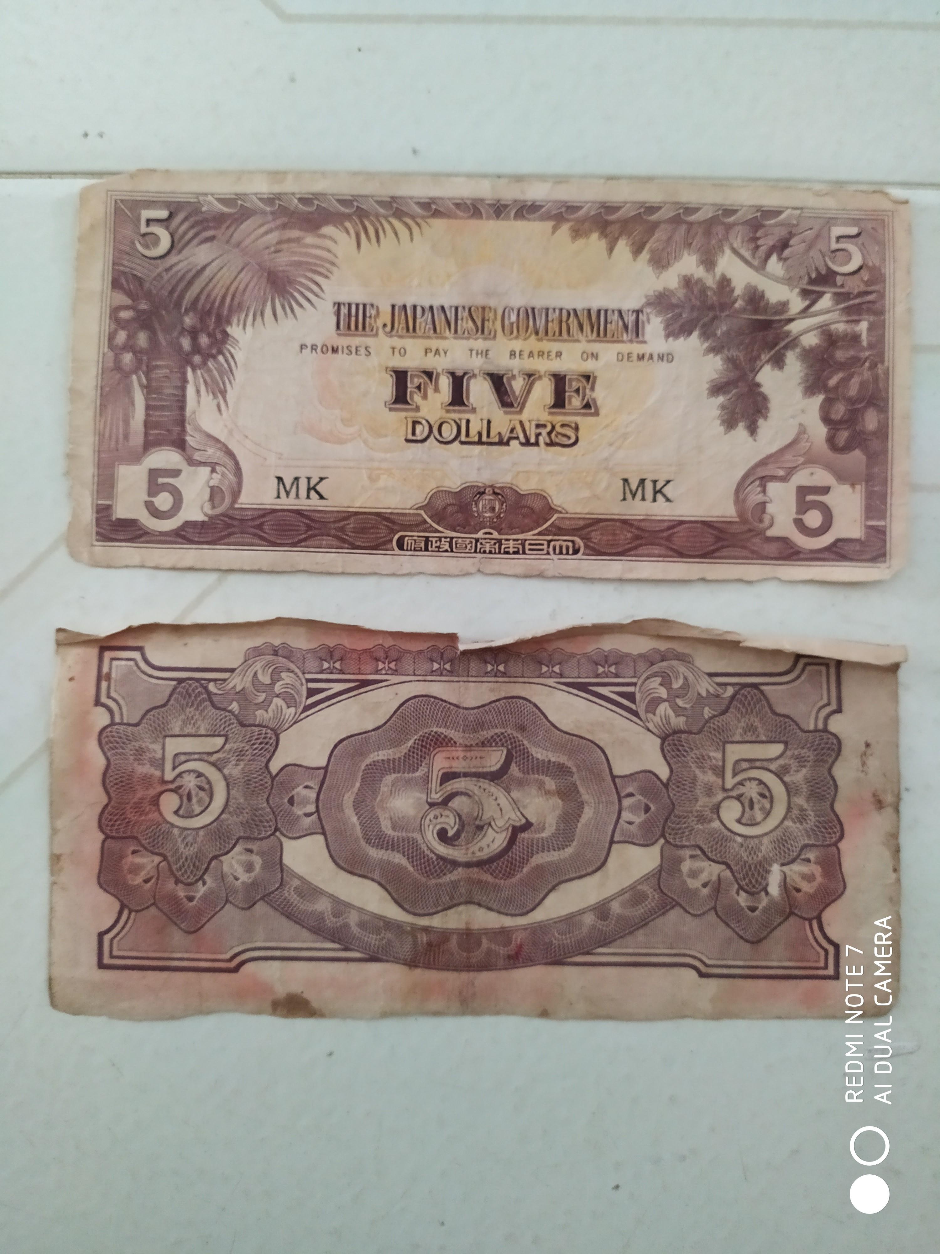 Singapore Japanese Occupation Period Banana Notes, Hobbies & Toys ...