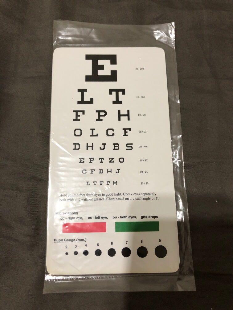 Snellen chart, Health & Nutrition, Assistive & Rehabilatory Aids, Other ...