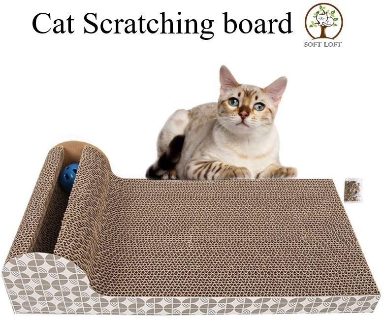 Cat Scratch Pad,Scratcher with Catnip,Scratching Posts,Cat Toy Scratch Board Lounge with Bell ...