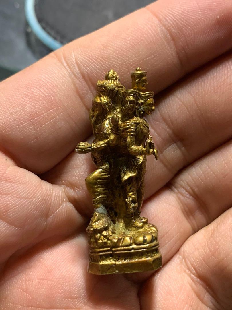 Hindu mini Gods amulet statue figurine Phra Trimurti & Lord Ganesha ...