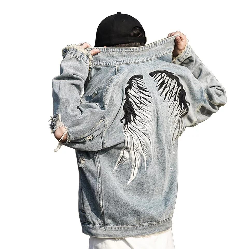Men wing denim jacket street wear, Men's Fashion, Coats, Jackets and ...