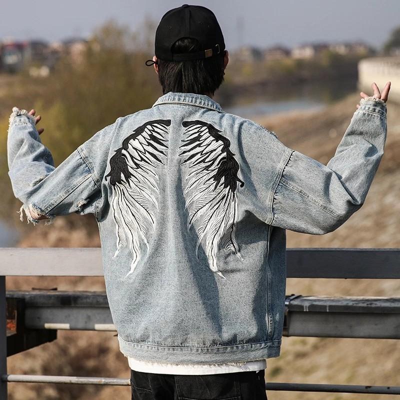 Men wing denim jacket street wear, Men's Fashion, Coats, Jackets and ...
