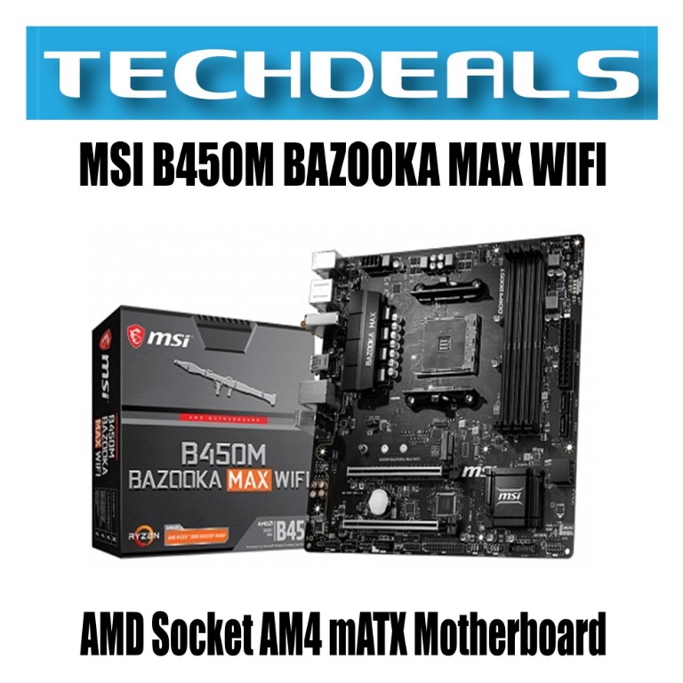 MSI B450M BAZOOKA MAX WIFI AMD Socket AM4 mATX Motherboard, Electronics ...