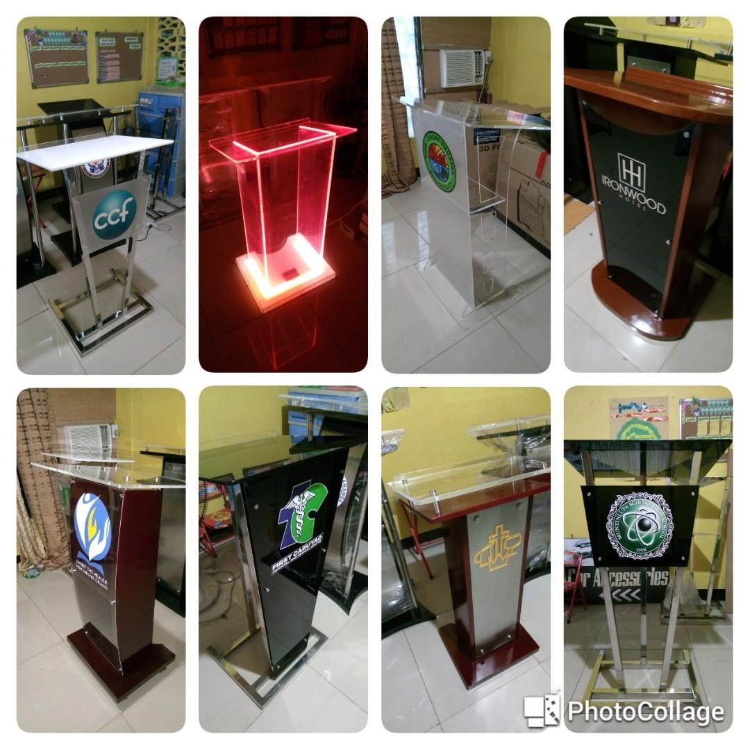 Podium Acrylic Wood Stainless Pulpit Rostrum, Furniture & Home Living ...