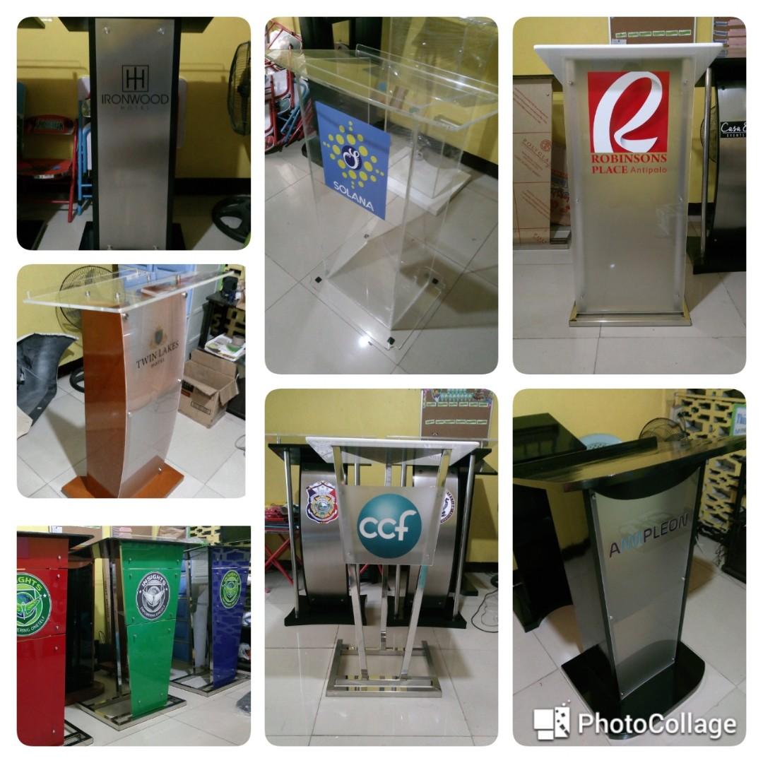 Podium Acrylic Wood Stainless Pulpit Rostrum, Furniture & Home Living ...