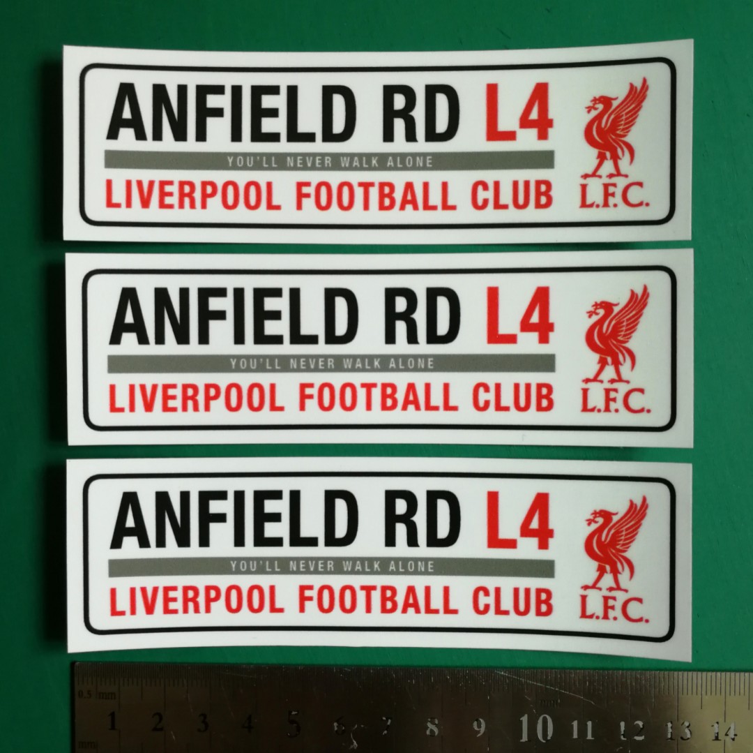 Stickers - Liverpool FC ANFIELD ROAD L4. 130x32mm. $2 each. 3 for $5 ...