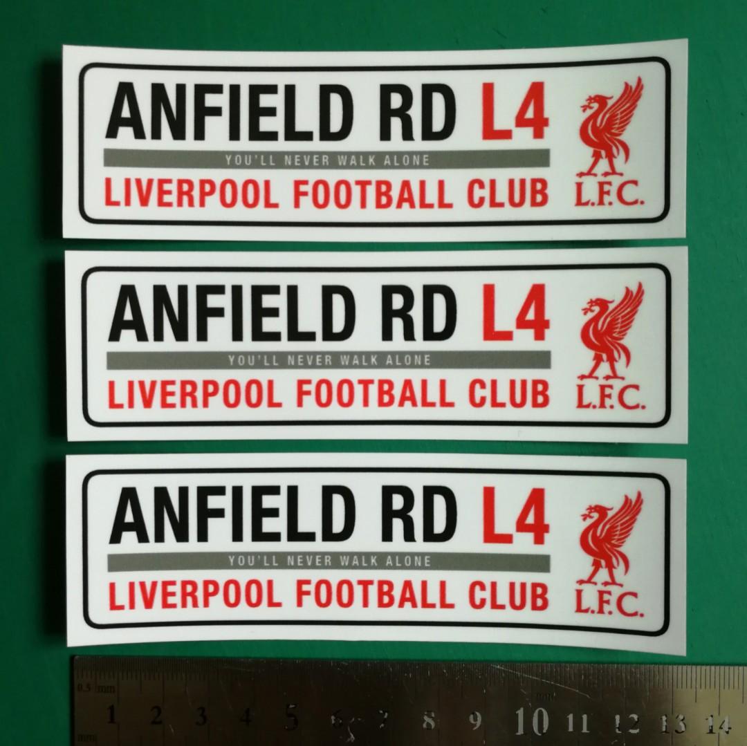 Stickers - Liverpool FC ANFIELD ROAD L4. 130x32mm. $2 each. 3 for $5 ...