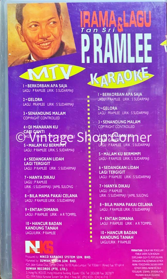 (VHS TAPE) TAN SRI P RAMLEE MTV KARAOKE IRAMA & LAGU VHS VIDEO TAPE VOL ...