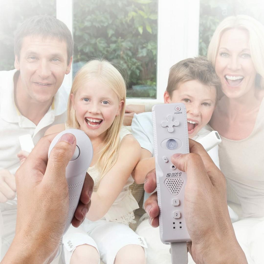 TECHKEN Wii Remote Controller (2 Sets) Include 2 Wii Remote and Build-in Motion Sensor Plus and ...