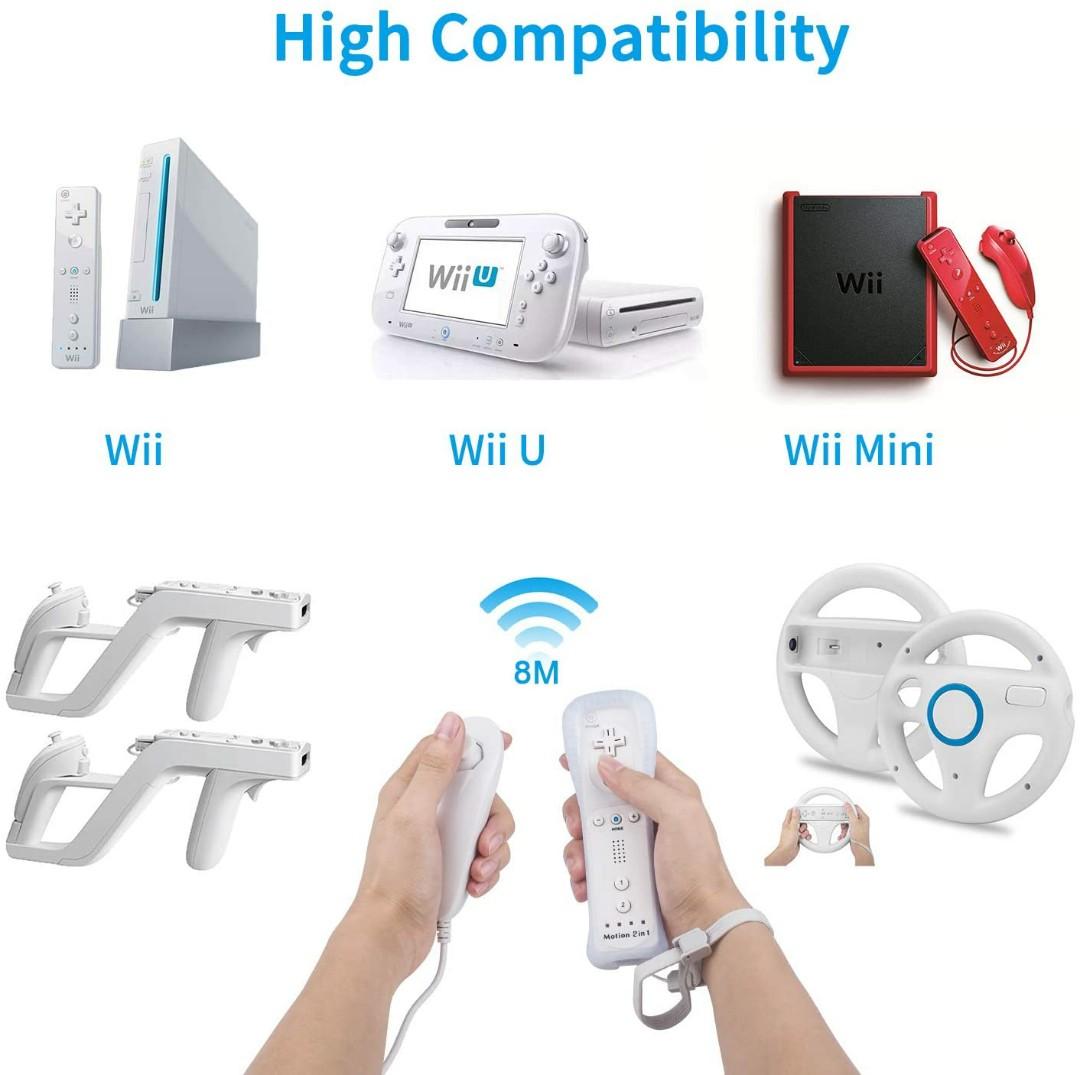 TECHKEN Wii Remote Controller (2 Sets) Include 2 Wii Remote and Build-in Motion Sensor Plus and ...