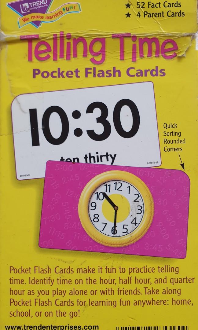 Telling Time Pocket Flash Cards, Hobbies & Toys, Books & Magazines ...