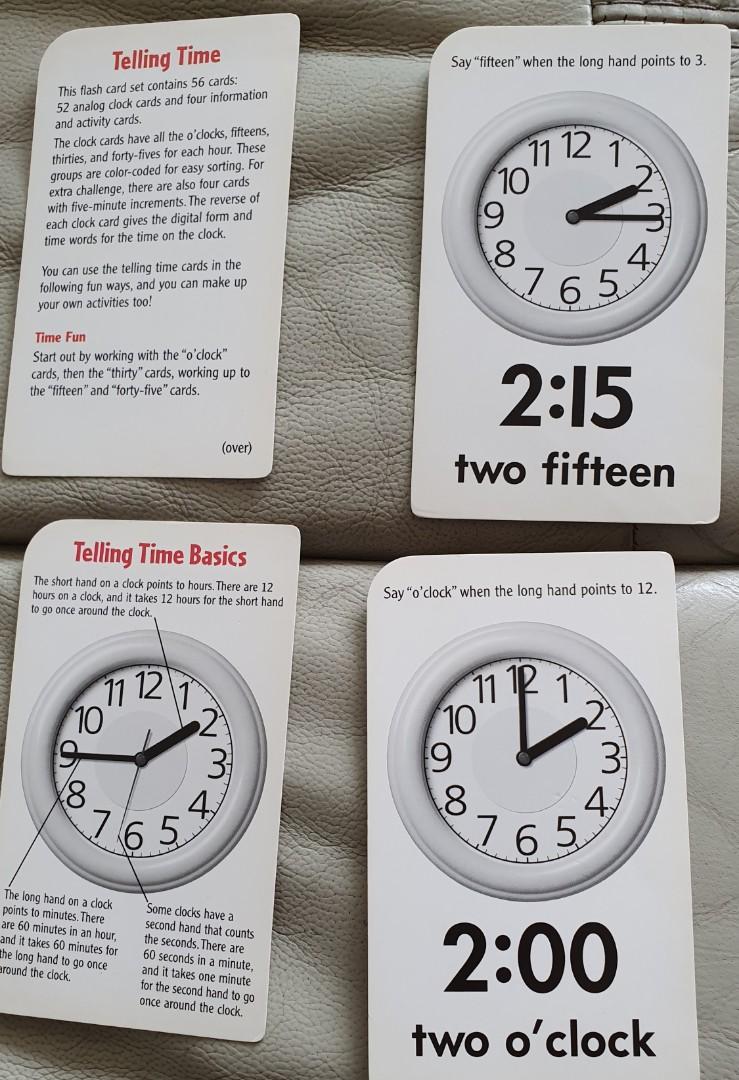 Telling Time Pocket Flash Cards, Hobbies & Toys, Books & Magazines ...