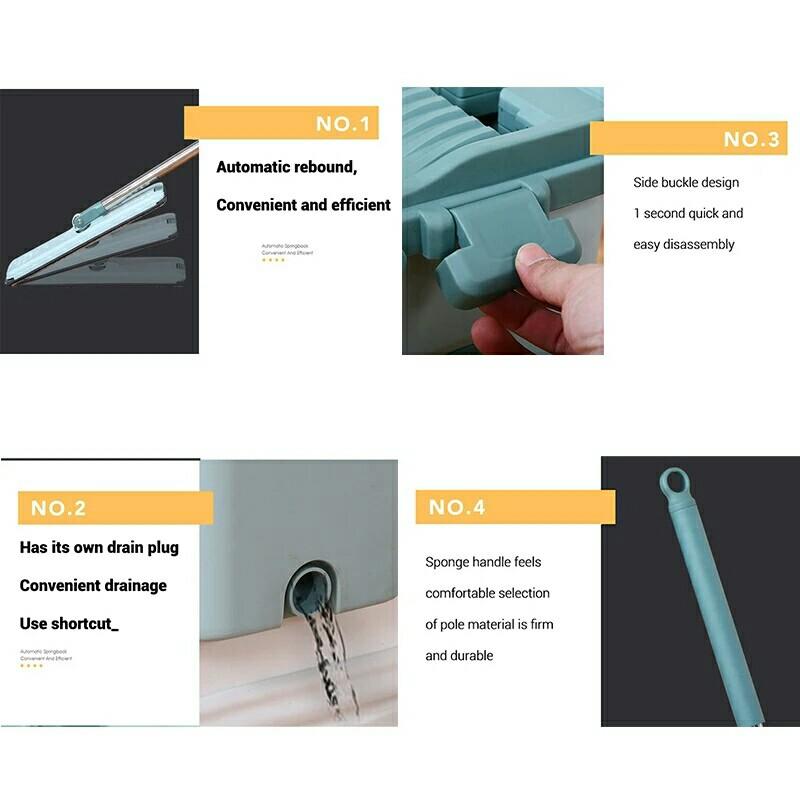 2020 Touchless Mop Flat Floor Wash Mops Bucket Magic Cleaner Self-wring Squeeze Double Side ...