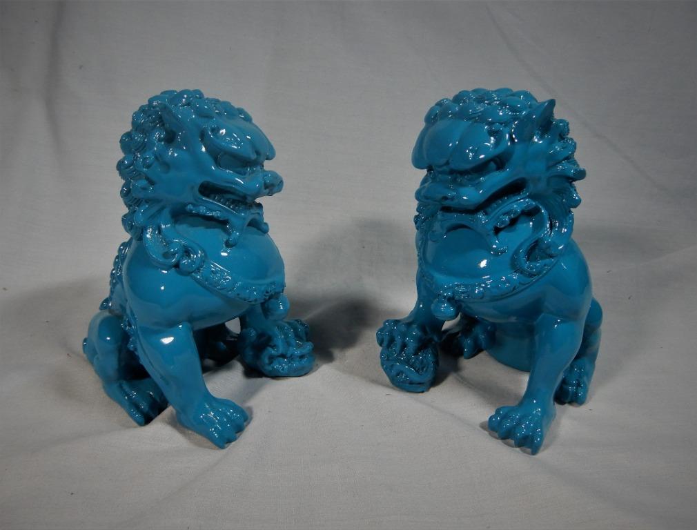 Antique hand carved resin foo dogs pair circa 1950s retired, Hobbies ...