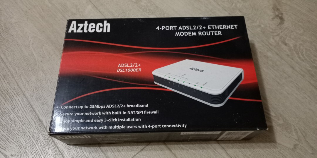 Aztech 4-Port ADSL 2/2 + Ethernet Modem Router, Computers & Tech, Parts ...