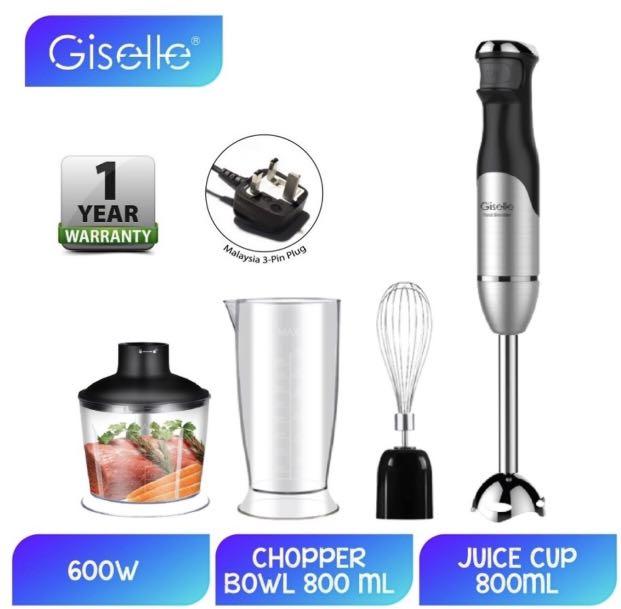 New Ready Stock Giselle Hand Blender Set with Malaysia Plug 600W Food ...