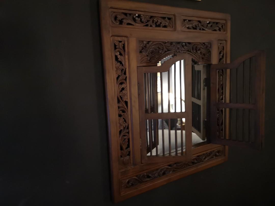 Peranakan Window with Mirror! Baba Nyonya, Furniture & Home Living ...