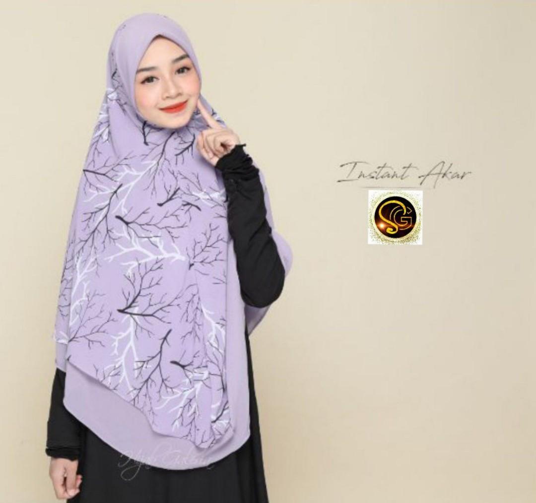 Tudung labuh Instant Akar satu kali sarung, Women's Fashion, Clothes ...
