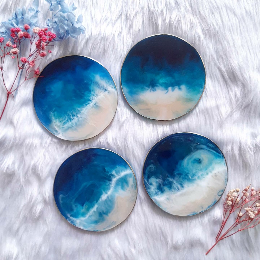 Beach Epoxy Resin Coaster (per pc), Hobbies & Toys, Stationary & Craft ...