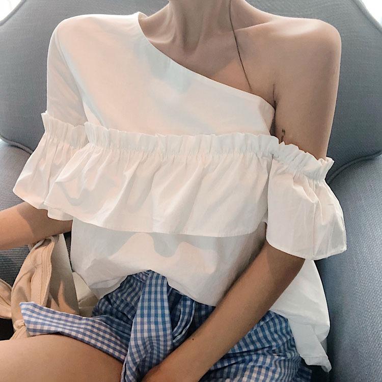 Korea Slant Off Shoulder Top, Women's Fashion, Tops, Sleeveless on ...