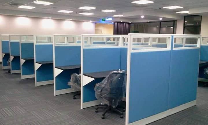 Modular Office Cubicle Partition Glass & Full Pabric, Furniture & Home ...
