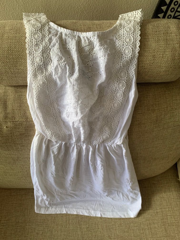 Primark White Thick Lace Dress, Women's Fashion, Muslimah Fashion ...