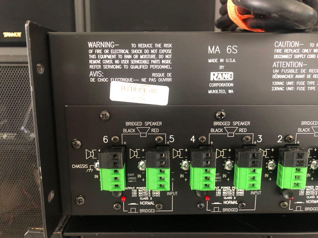 Rane MA 6S 6 Channel Power Amplifier. Best for 5.1 or 6.1 Home Theater ...