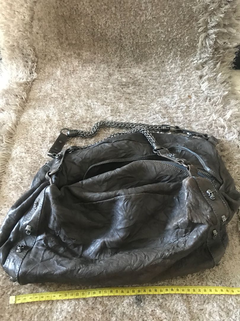 Thomas Wylde tas skull bag THOMAS WYLDE Black Leather Skull Duffle ...