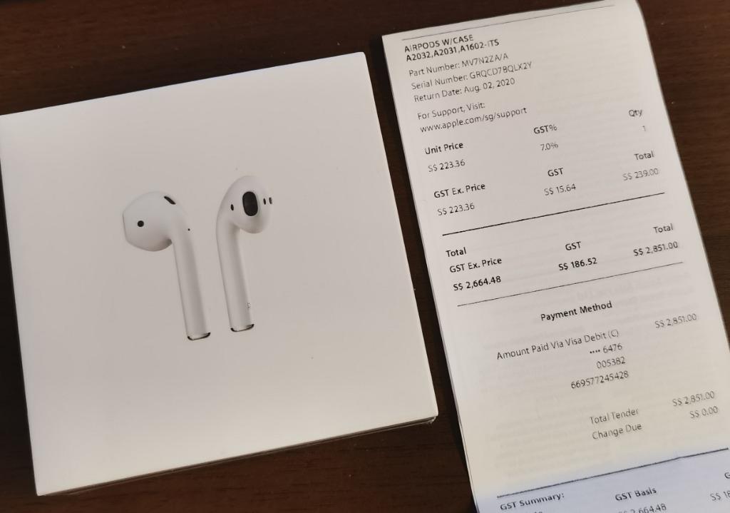 Airpods 2 with receipt, Audio, Earphones on Carousell