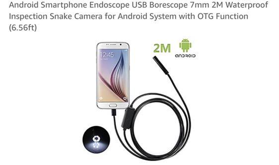 Android Smartphone Endoscope USB Borescope 7mm 2M Waterproof Inspection ...