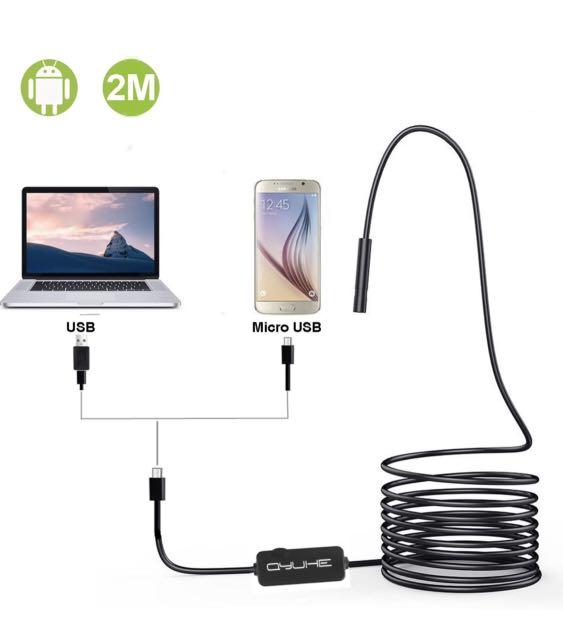 Android Smartphone Endoscope USB Borescope 7mm 2M Waterproof Inspection ...