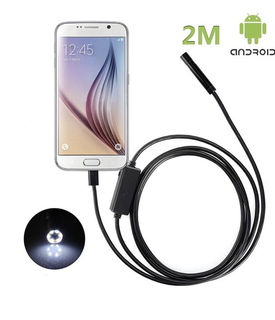 Android Smartphone Endoscope USB Borescope 7mm 2M Waterproof Inspection ...