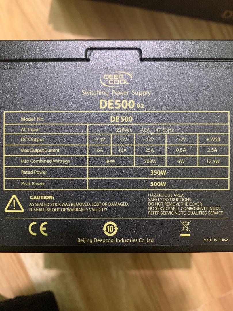 Deepcool DE500 v2 power supply, Computers & Tech, Parts & Accessories ...