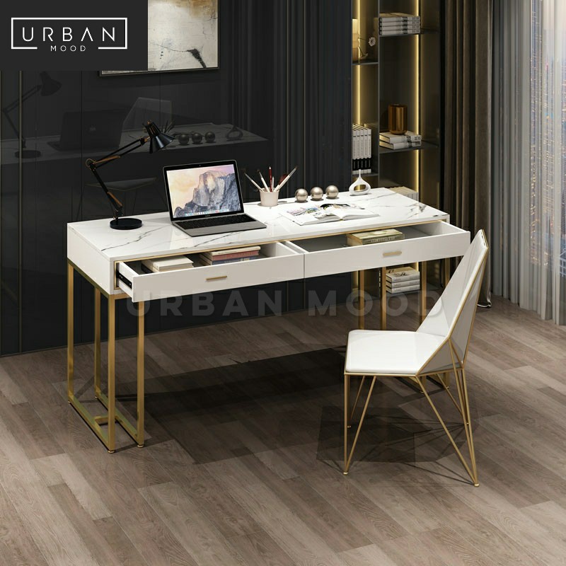 ELLY Modern Marble Study Table, Furniture & Home Living, Furniture ...