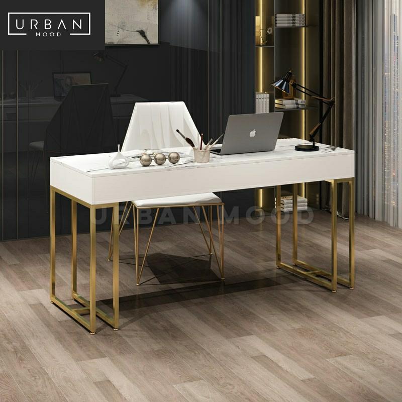 ELLY Modern Marble Study Table, Furniture & Home Living, Furniture ...