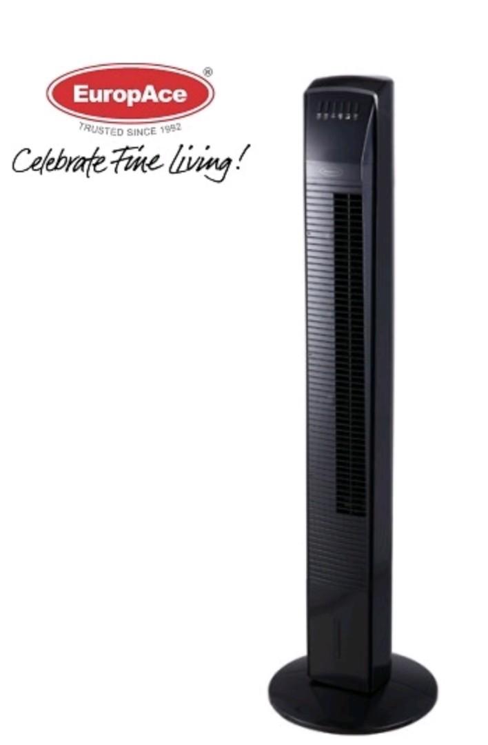 EuropAce 1.1M TOWER FAN WITH REMOTE and IONISER (Black), Furniture ...