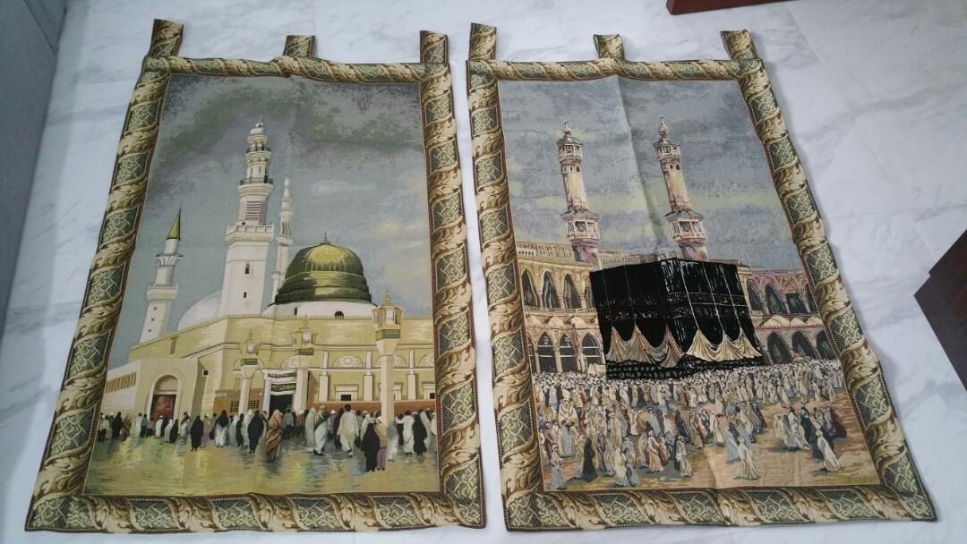 Kaaba and Masjid Nabawi Wall Tapestry Kaaba |Kaabah |Mecca |Makkah ...