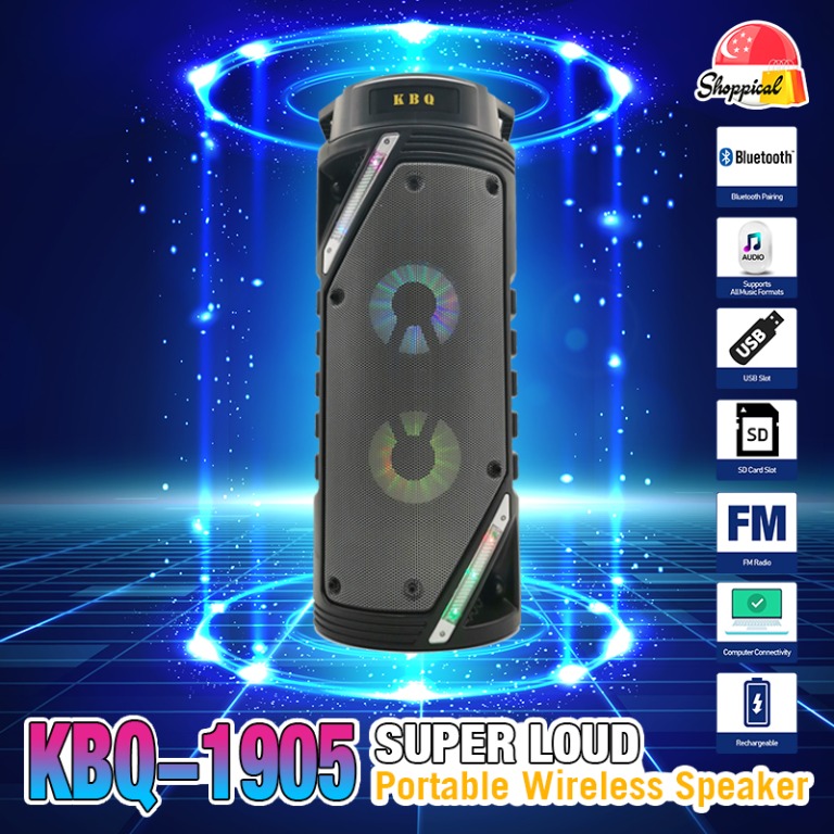 KBQ-1905 Black (GSM) Wireless Bluetooth LED Loud speaker with Wireless ...