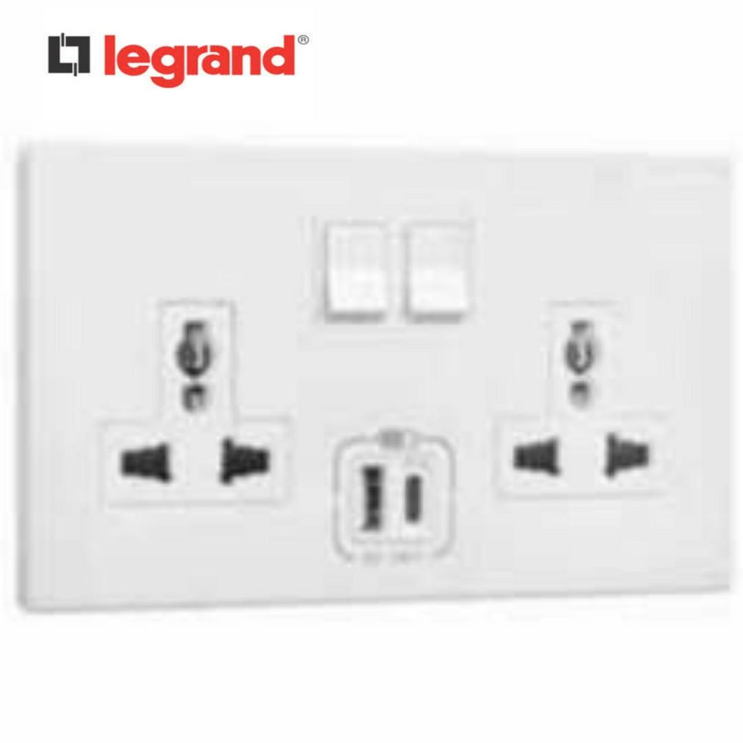 Legrand Galion designer Multi standard+ usb socket white & coloured ...