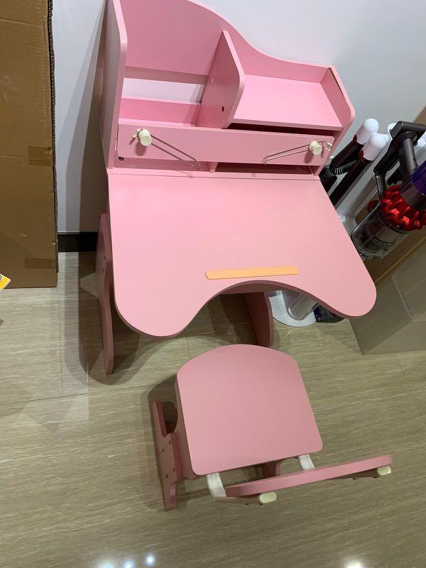 Pink study table, Furniture & Home Living, Furniture, Tables & Sets on ...